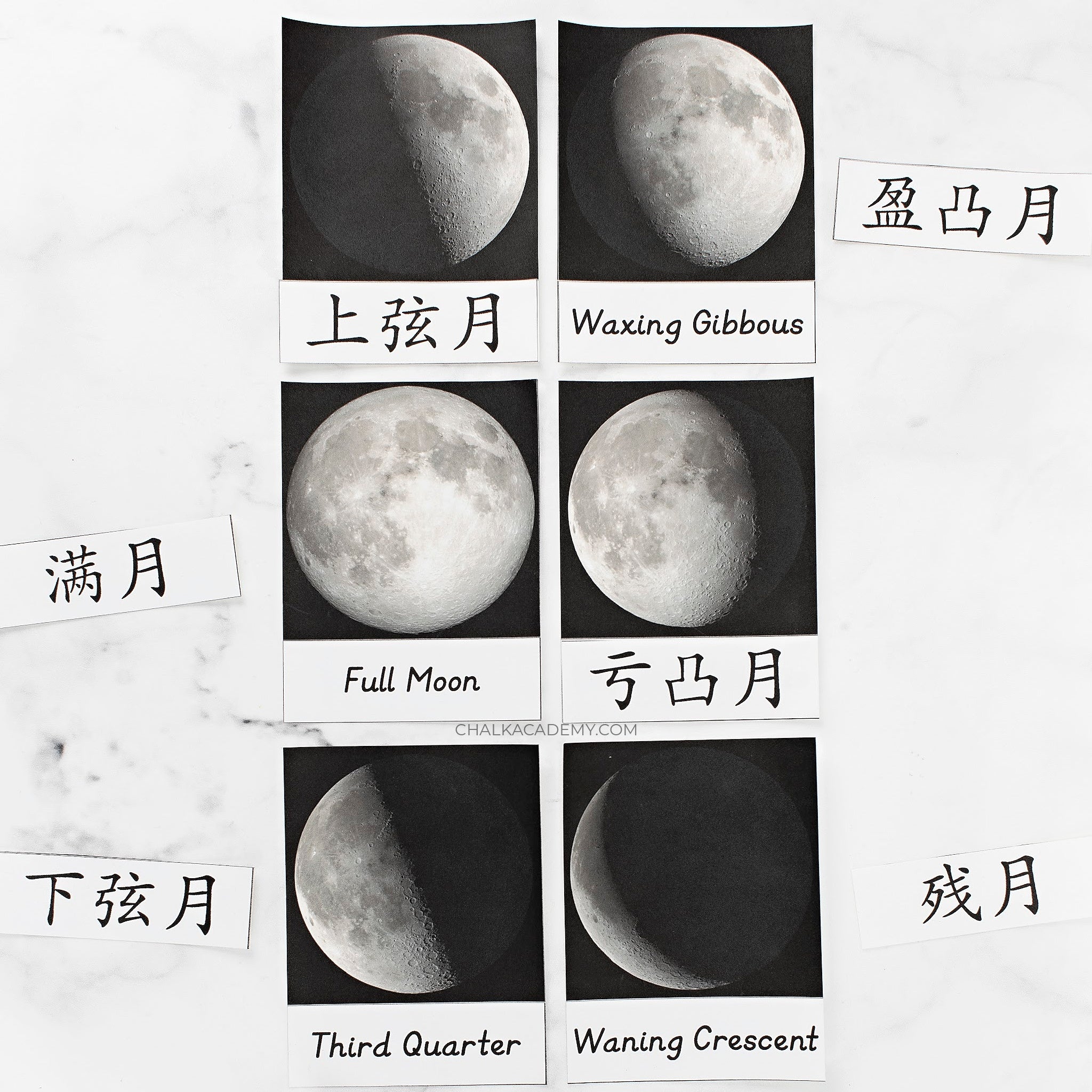 Phases Of The Moon Montessori 3 Part Nomenclature Cards Visual